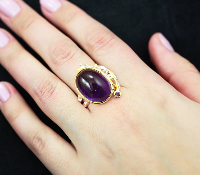 Серебряное кольцо с аметистами 18,03 карата купить в интернет магазине ...